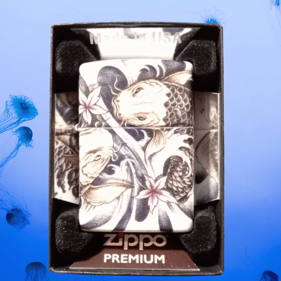Zippo Lighter Tattoo Koi Theme Design-Authentic Zippo in Alberta ...